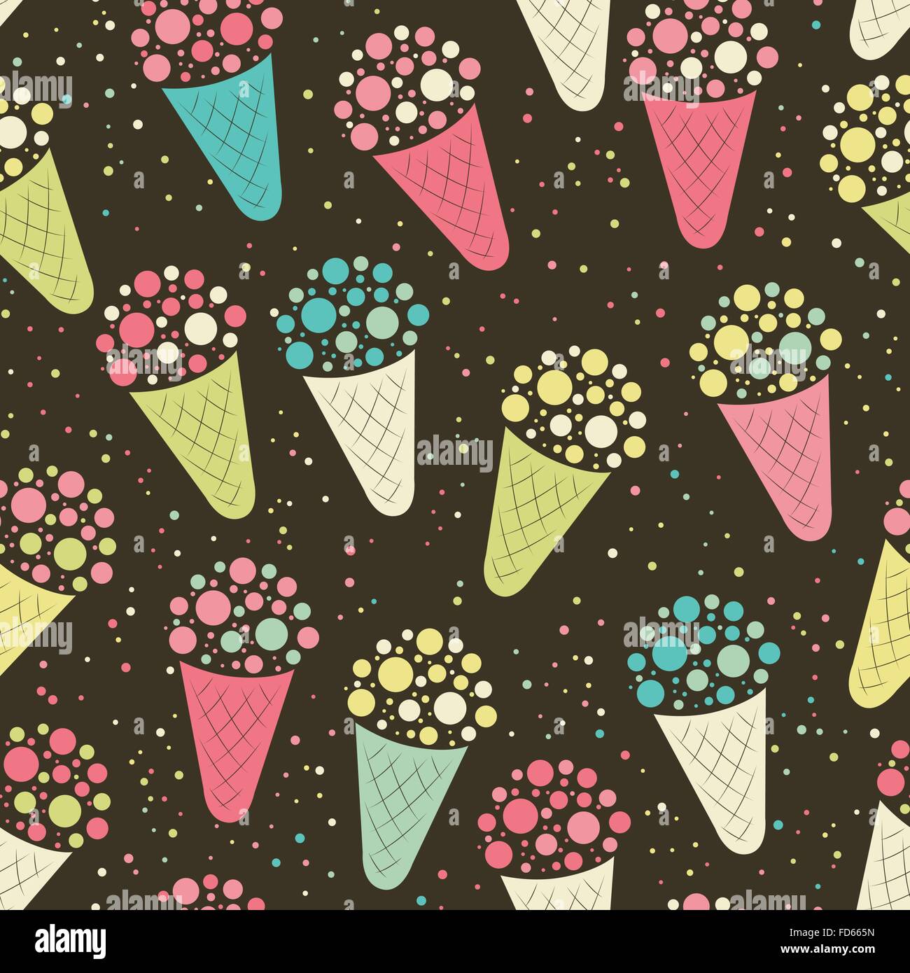 Colorful Ice Cream Seamless Pattern Vector Illustration Stock Vector