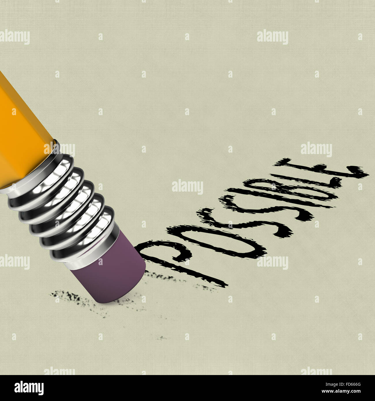 Pencil with rubber erasing characters of word impossible Stock Photo ...