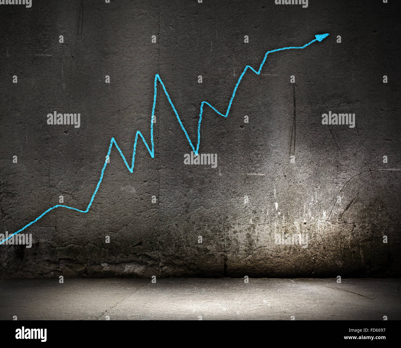 Background image with graph on wall rising up Stock Photo - Alamy