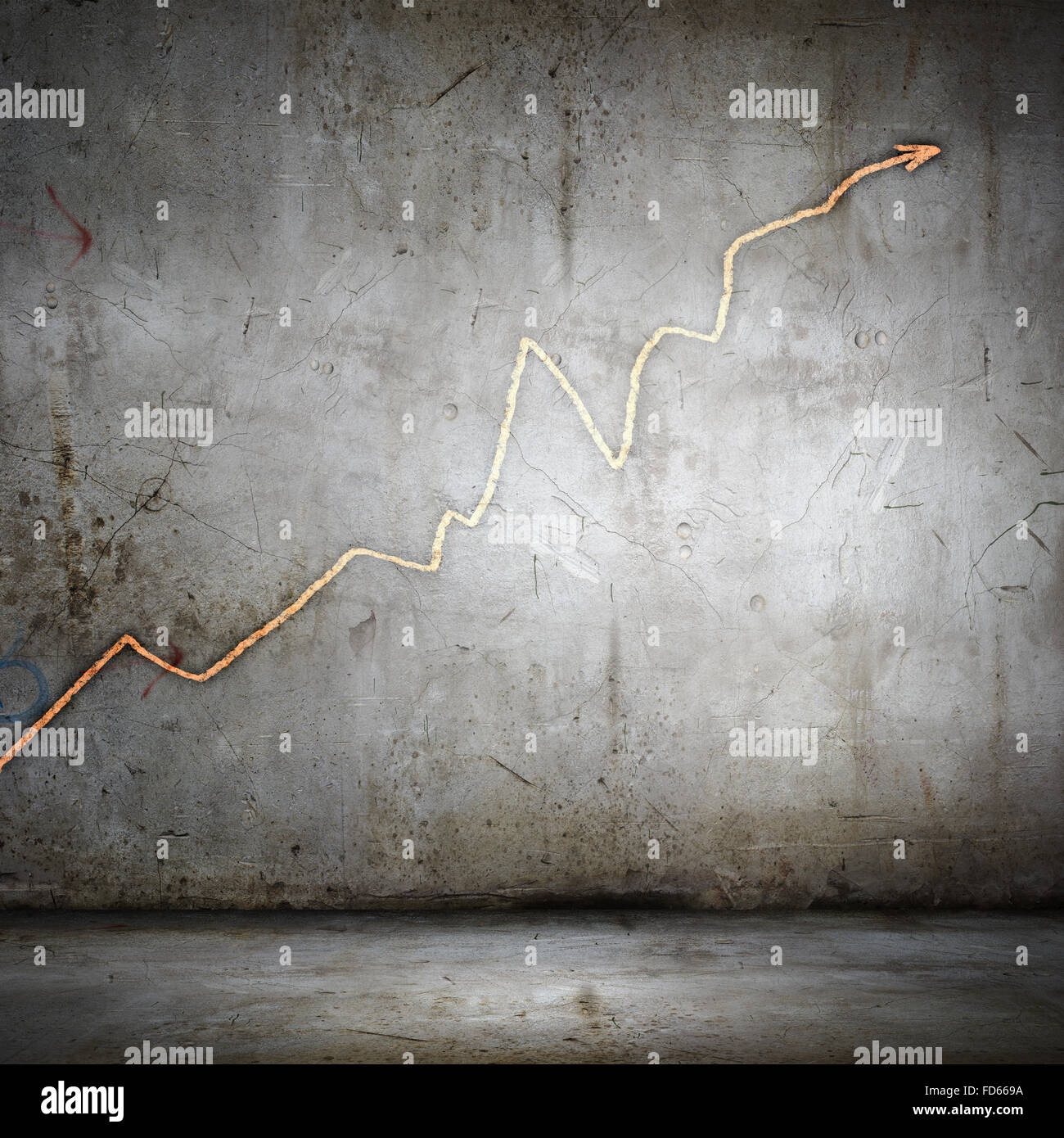 Background image with graph on wall rising up Stock Photo - Alamy