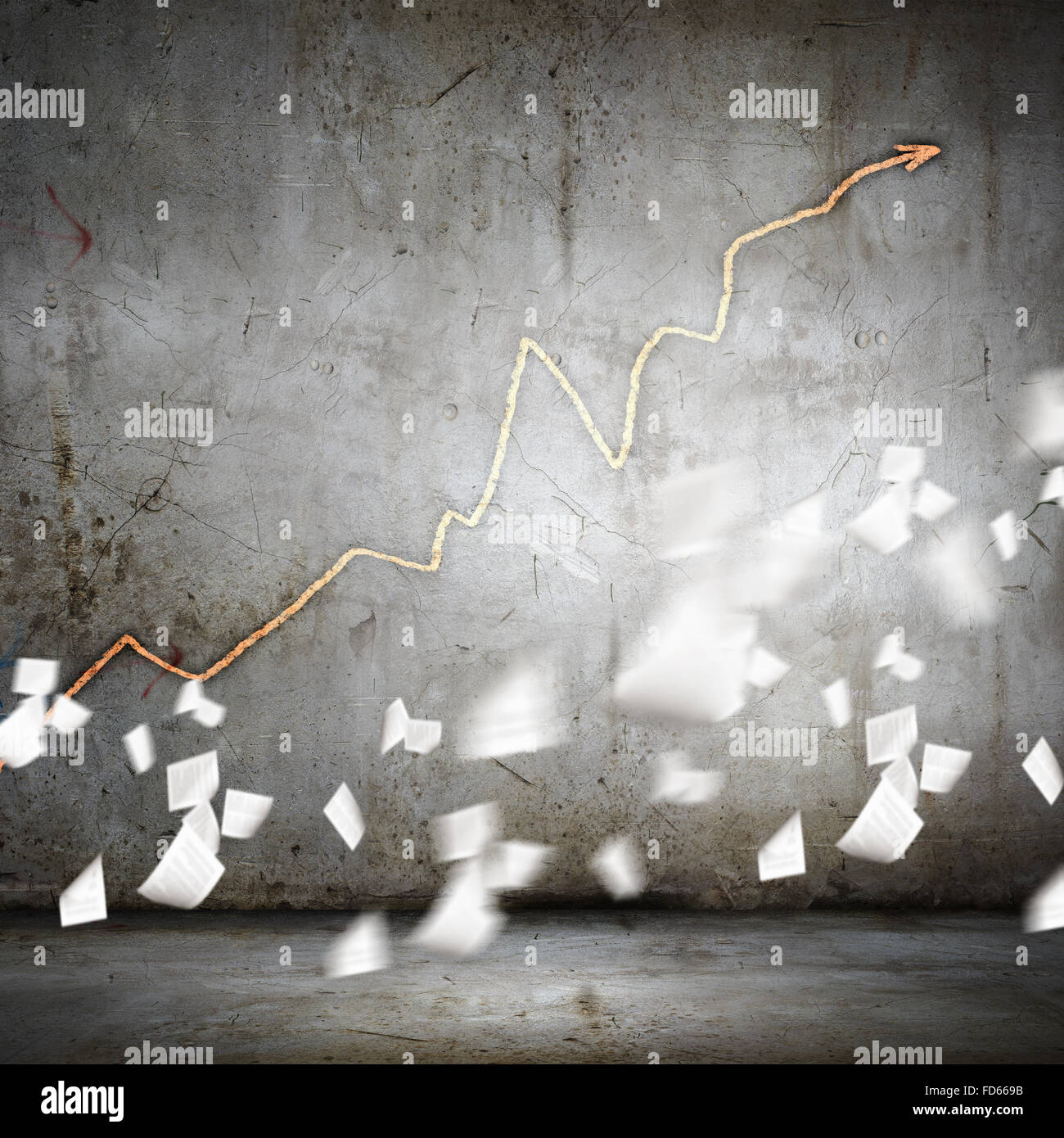 Background image with graph on wall rising up Stock Photo - Alamy