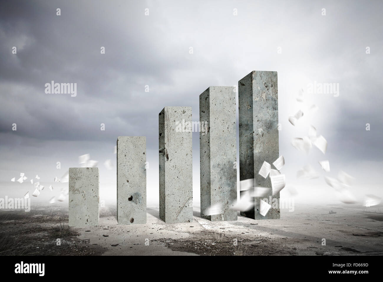 Background image with graph on wall rising up Stock Photo - Alamy