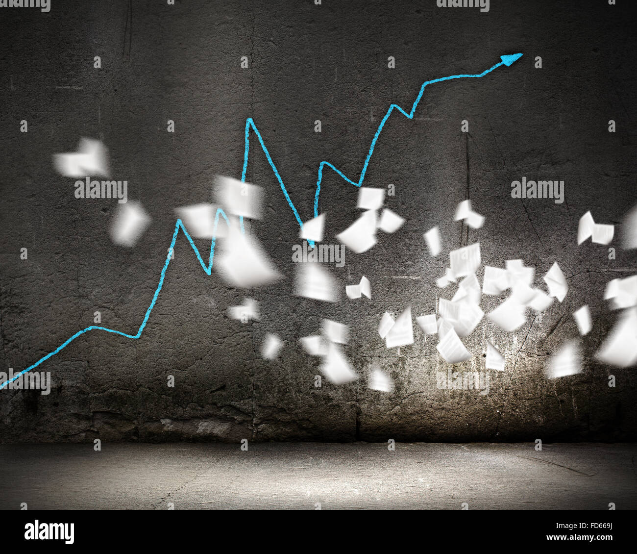Background image with graph on wall rising up Stock Photo - Alamy