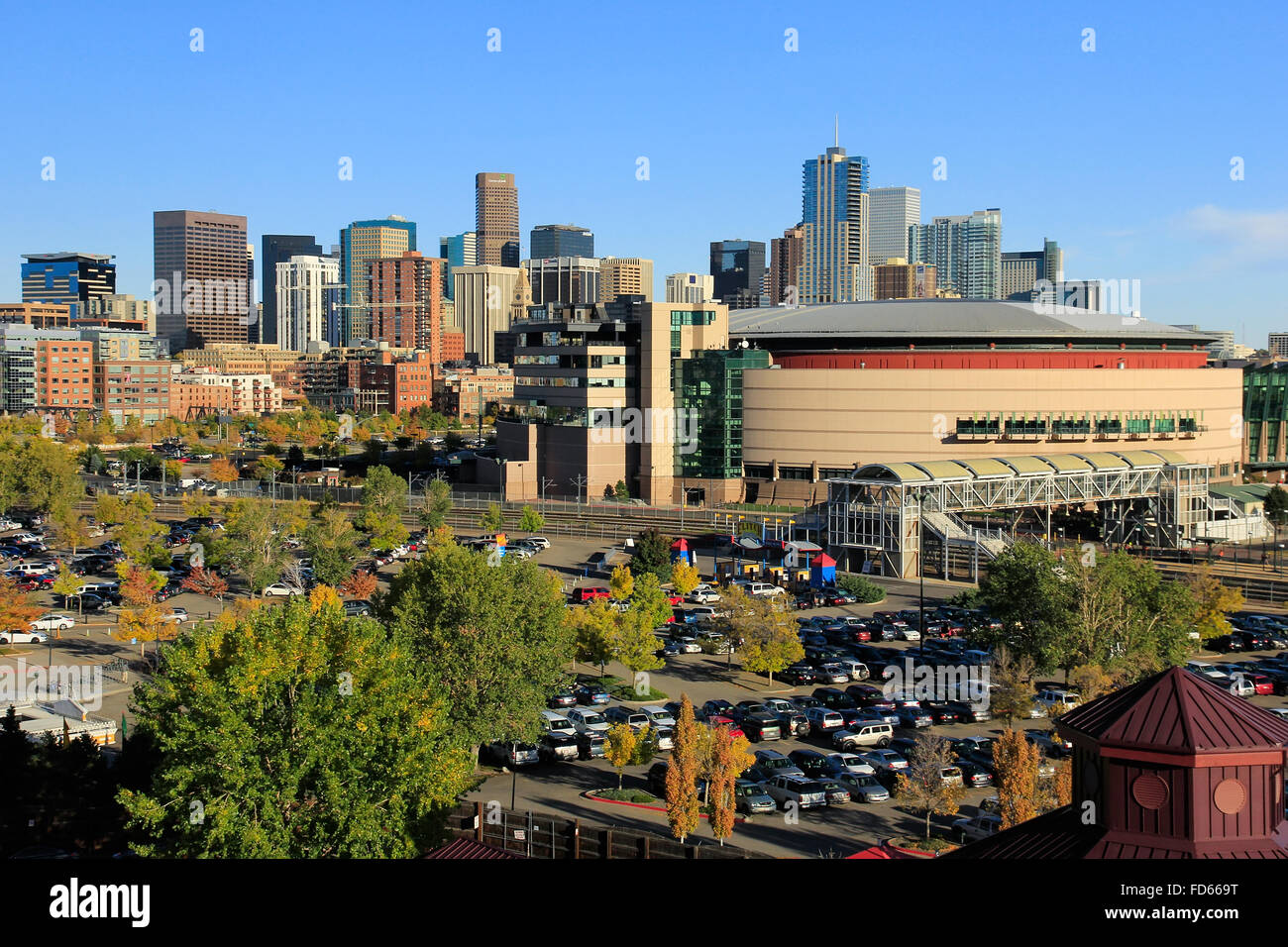 Skyline of Denver in Colorado, USA. Denver is the most populous city in ...