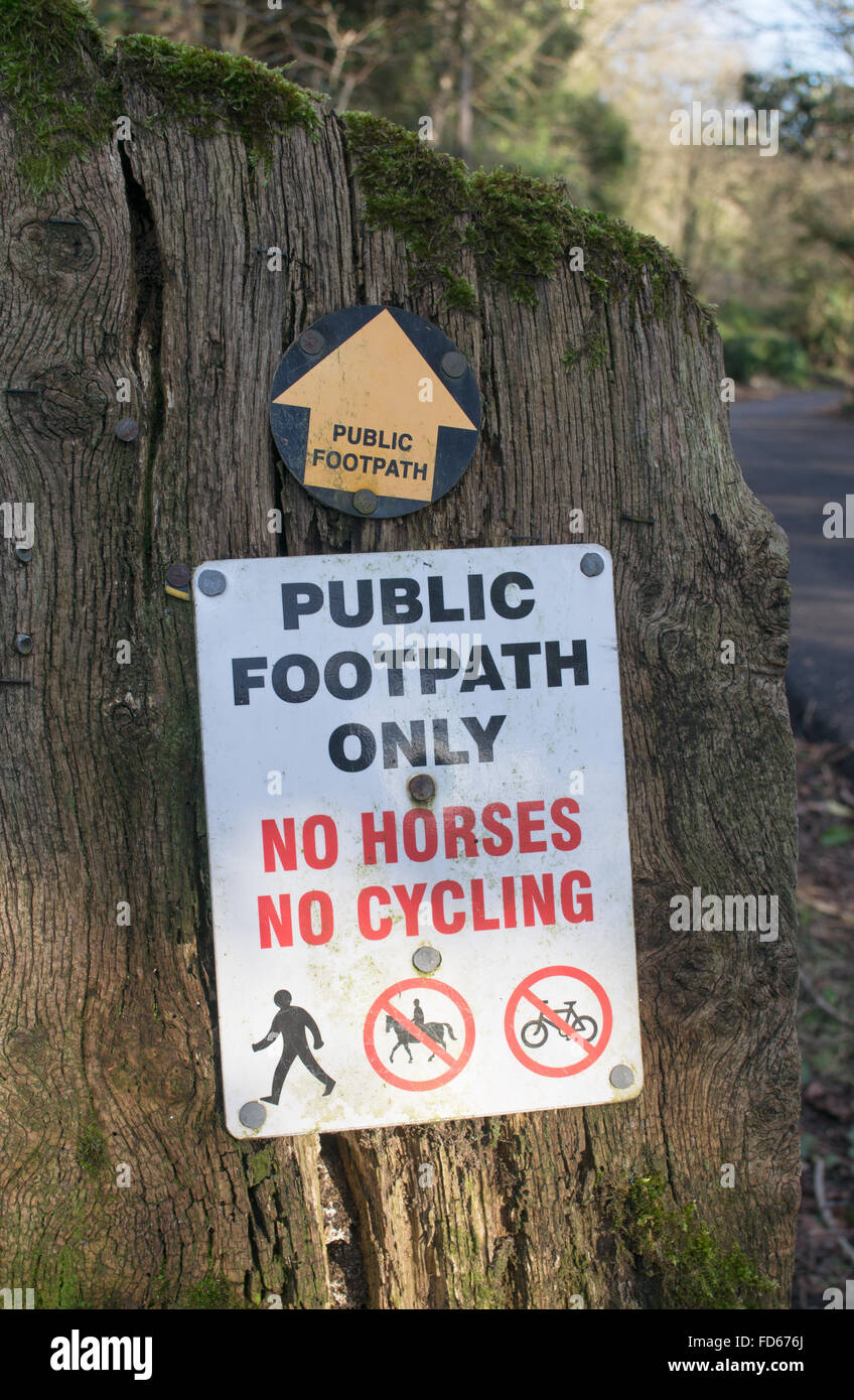 A Public Footpath Only sign, No Horses, No Cycling north east England ...