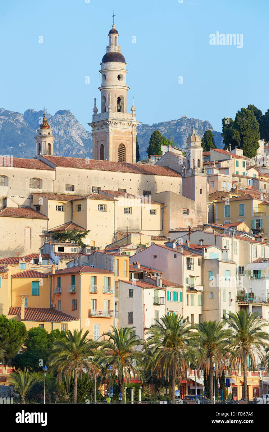 Menton, old city houses in the morning, French Riviera Stock Photo - Alamy