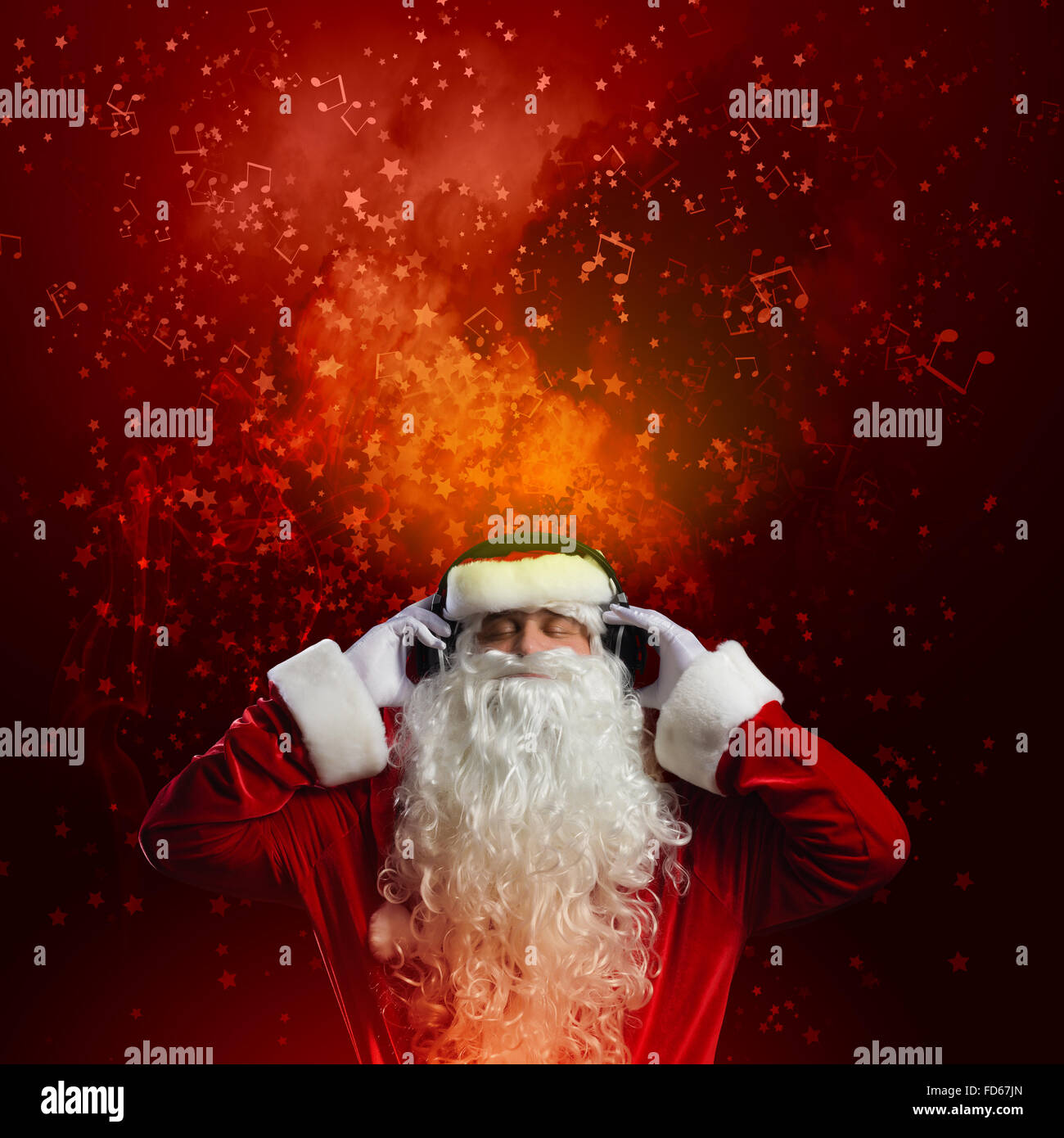 Image of Santa Claus in red costume against dark background Stock Photo ...