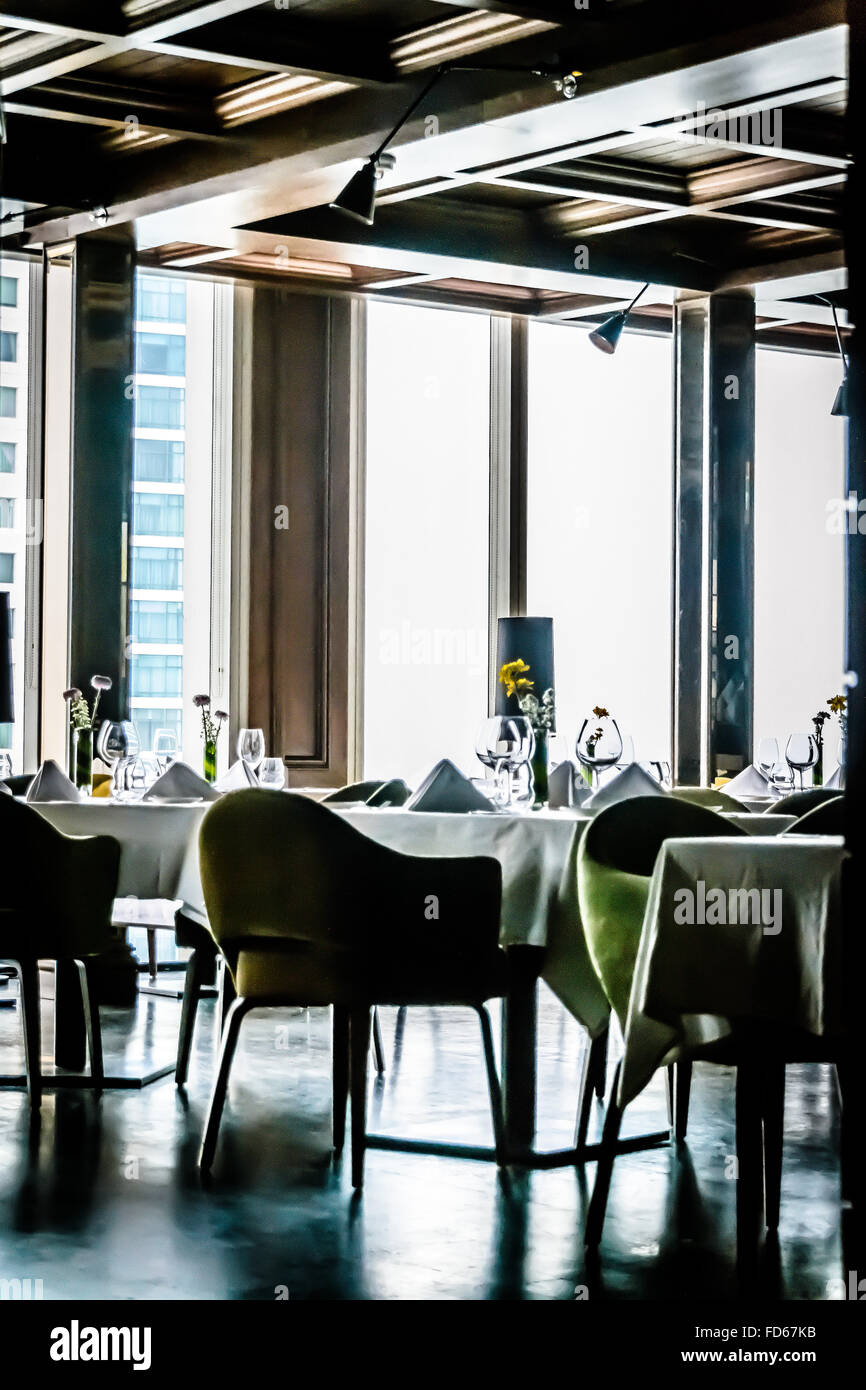 modern contemporary High class fine dining restaurant interior Stock ...