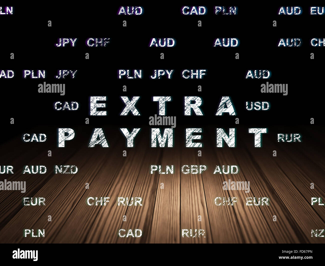 Currency concept: Extra Payment in grunge dark room Stock Photo - Alamy