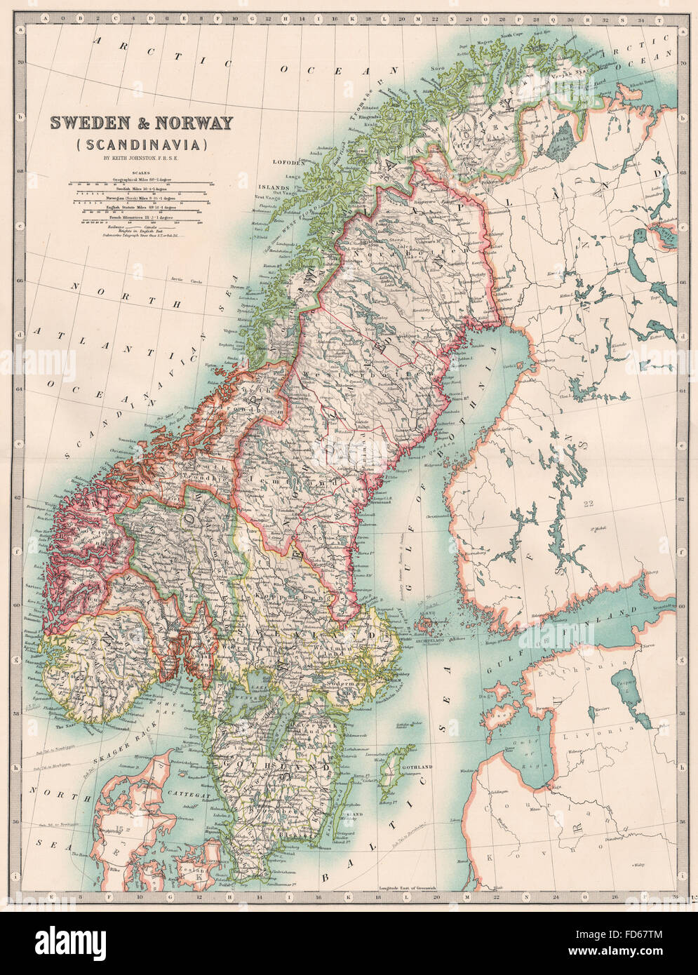 SCANDINAVIA: Sweden & Norway. Railways & Canals. JOHNSTON, 1906 antique ...