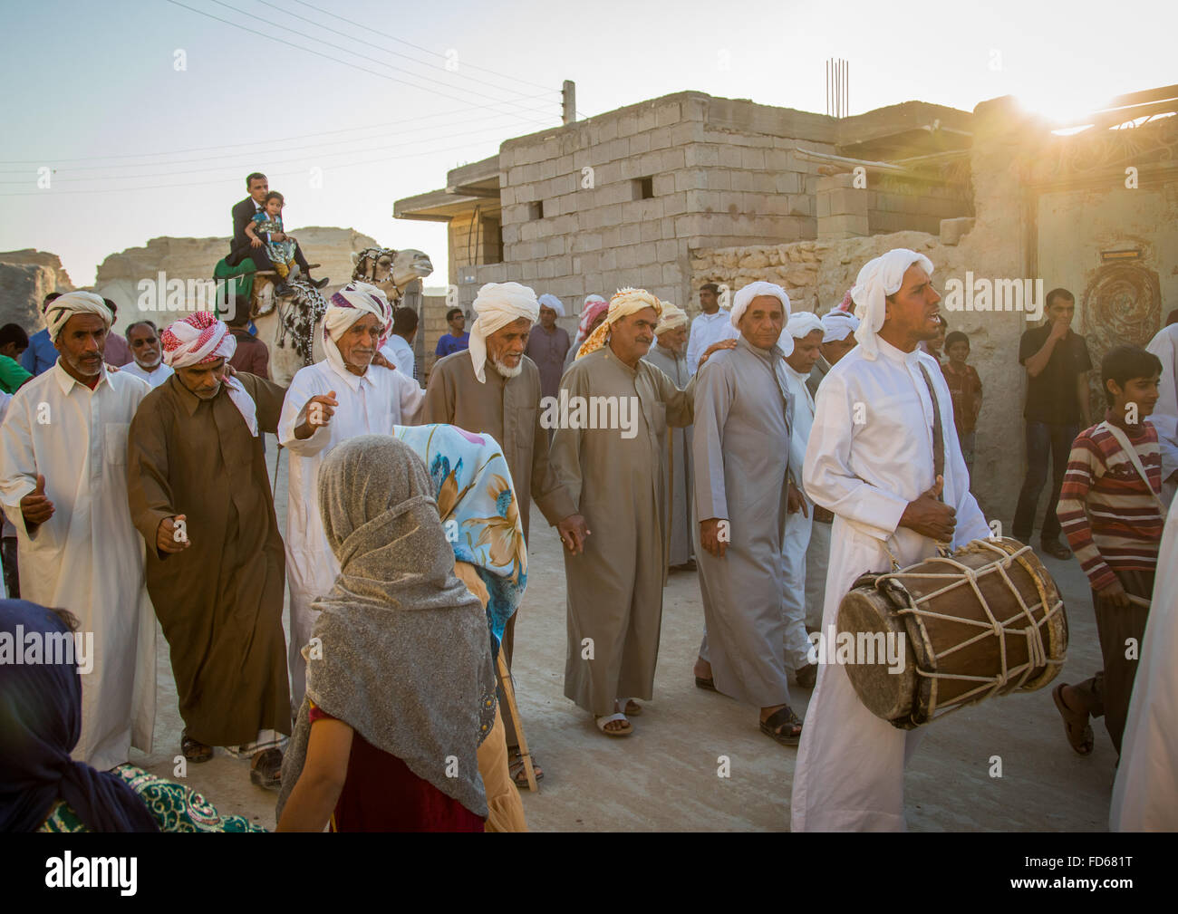 groom riding a camel during his wedding ceremony, Qeshm Island, Salakh ...
