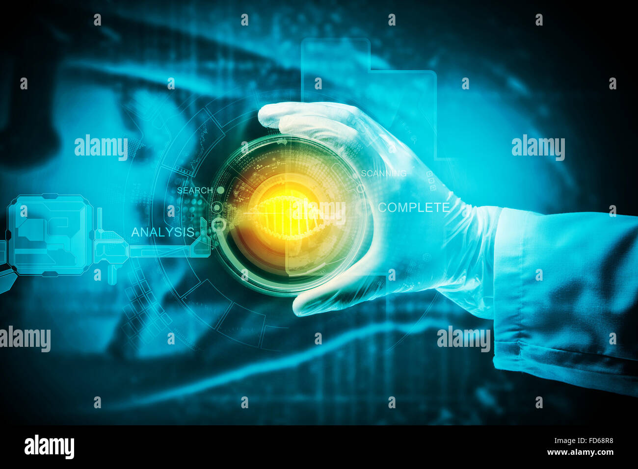 Close up image of human hand holding test tube. Science concept Stock ...