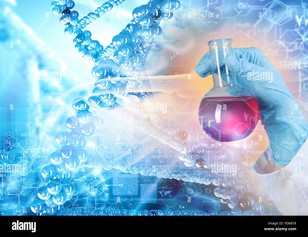 Close up image of human hand holding test tube. Science concept Stock ...