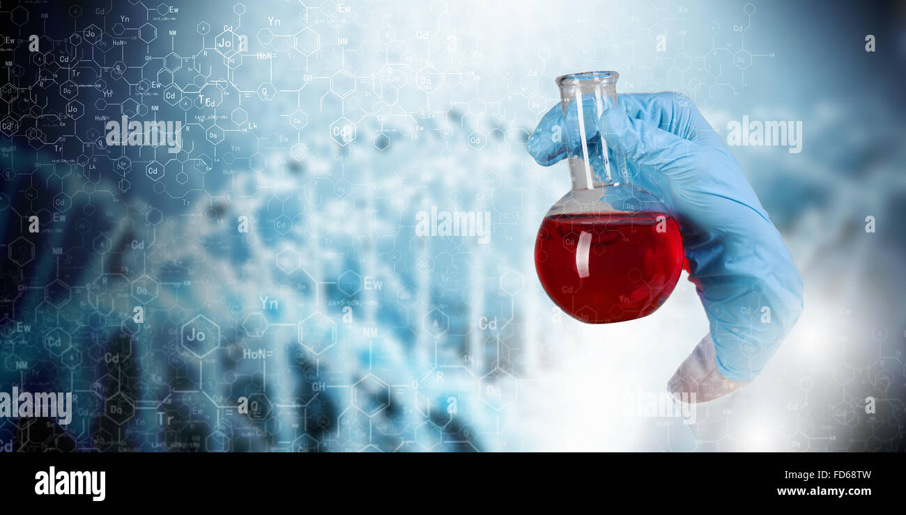 Close up image of human hand holding test tube. Science concept Stock ...