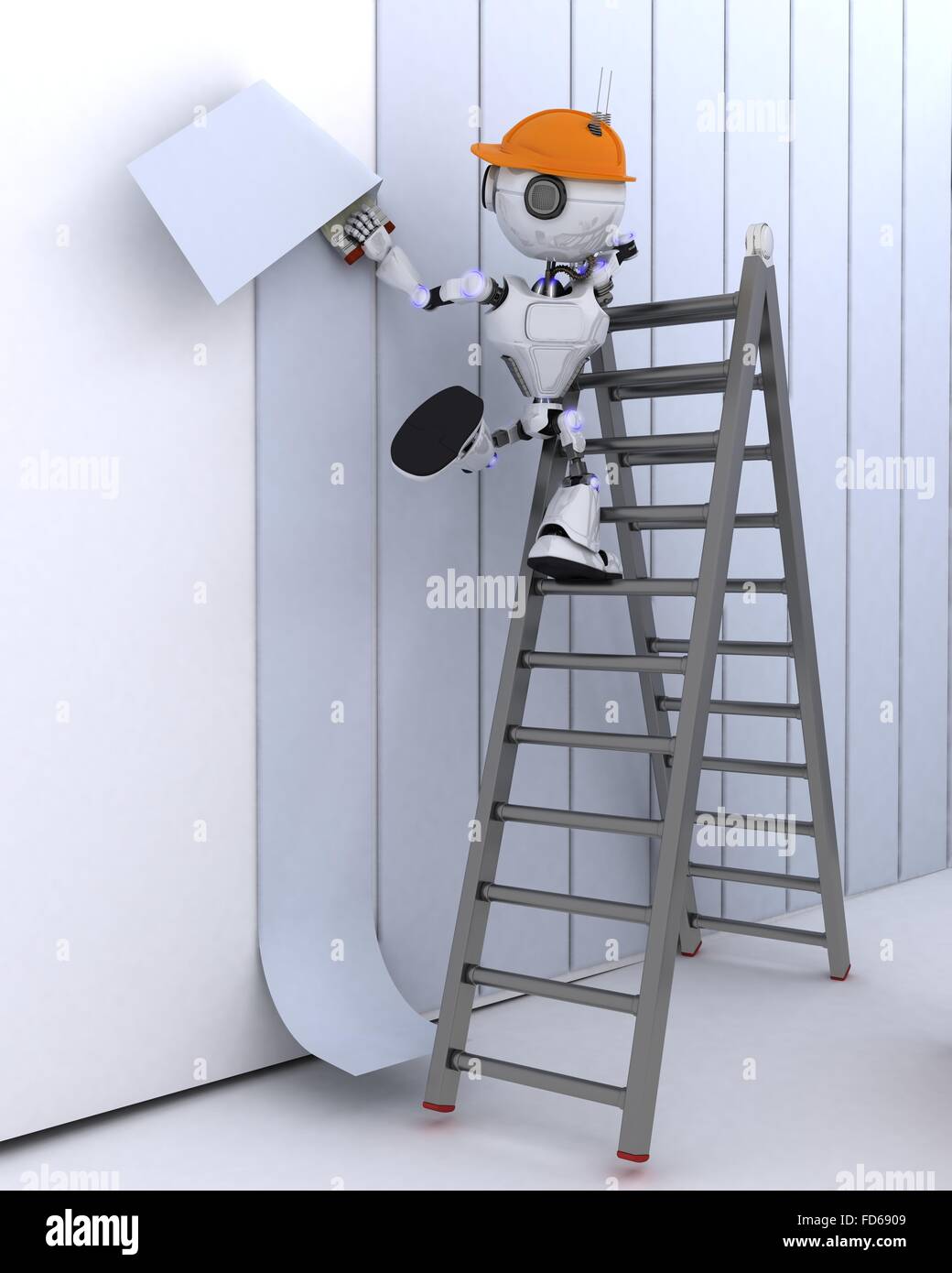 3D Render of a Robot hanging wallpaper Stock Photo - Alamy