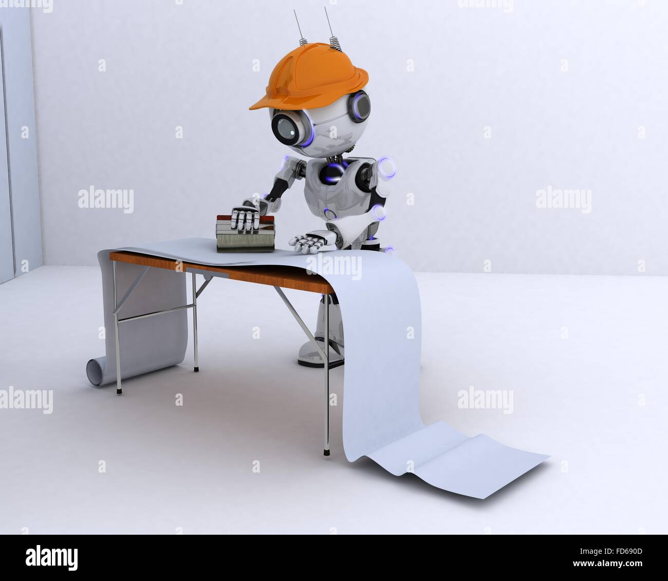 3D Render of a Robot hanging wallpaper Stock Photo - Alamy