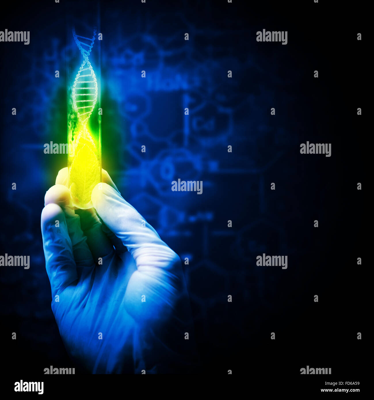 Close up image of human hand holding test tube. Science concept Stock ...