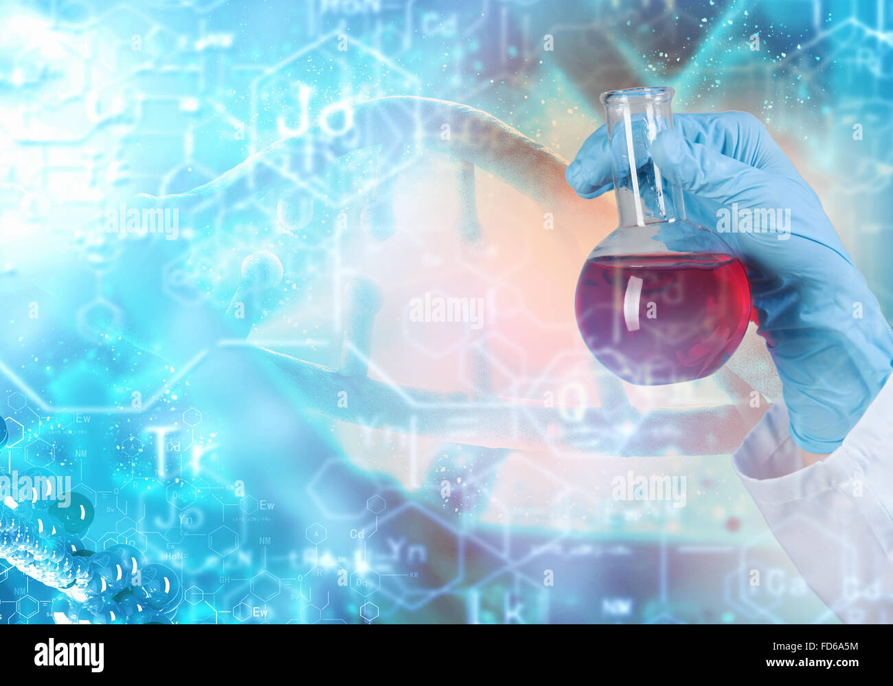 Close up image of human hand holding test tube. Science concept Stock ...