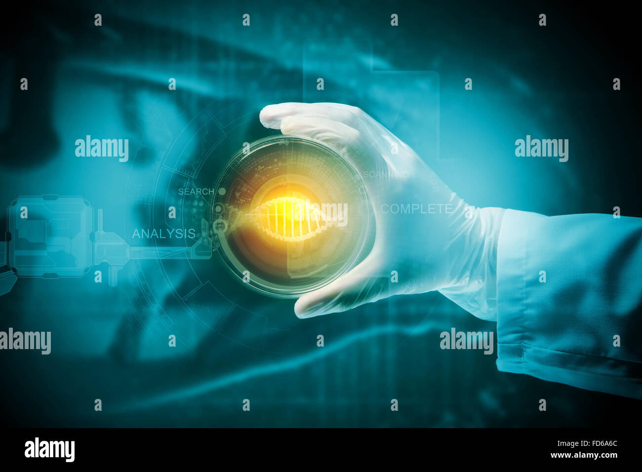 Close up image of human hand holding test tube. Science concept Stock ...