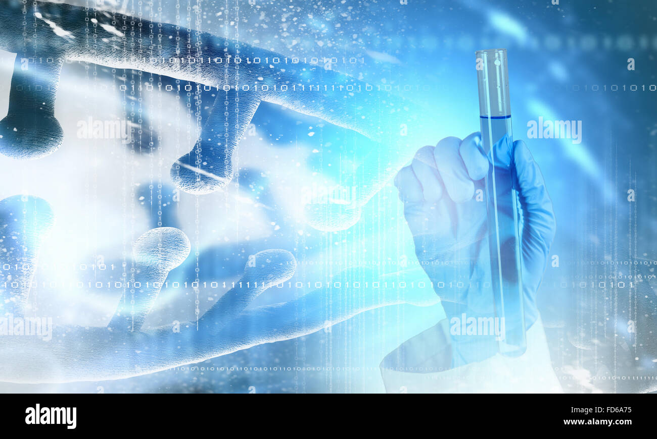 Close up image of human hand holding test tube. Science concept Stock ...