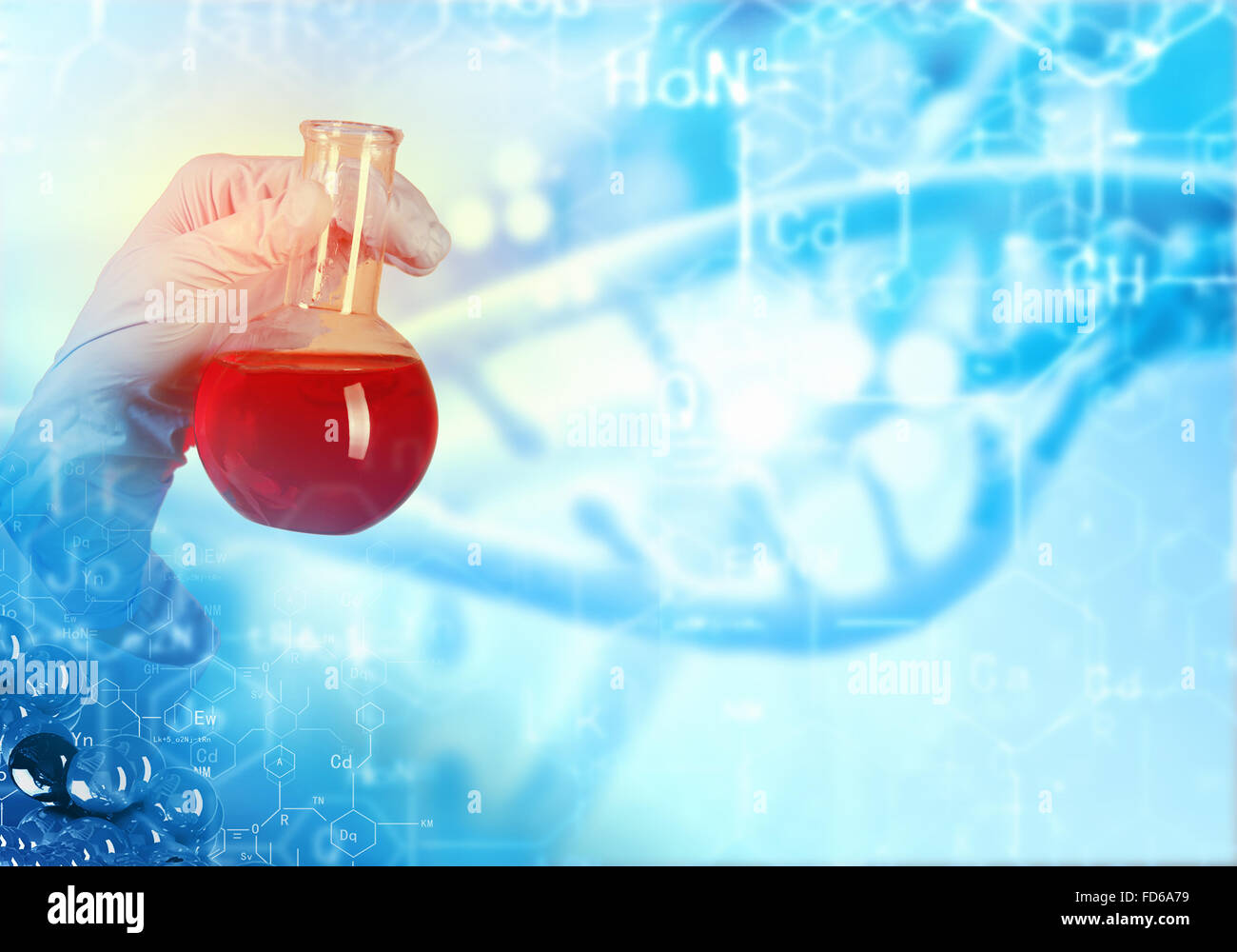 Close up image of human hand holding test tube. Science concept Stock ...