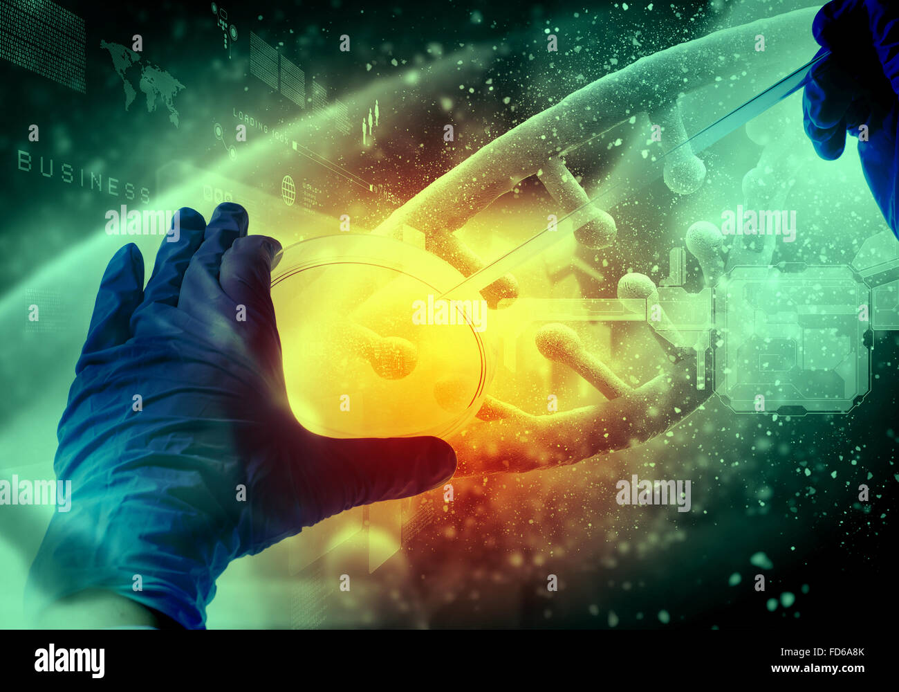 Close up image of human hand holding test tube. Science concept Stock ...