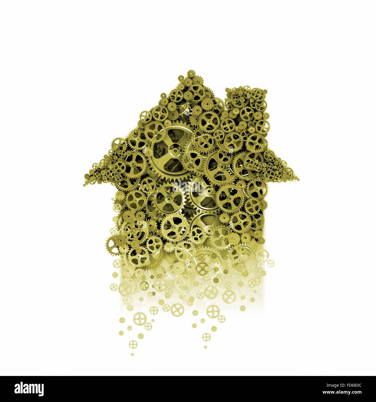 Abstract image of house made of gears Stock Photo - Alamy