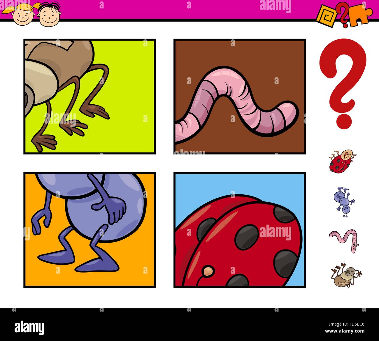 Cartoon Illustration of Educational Task of Guessing Insects for ...