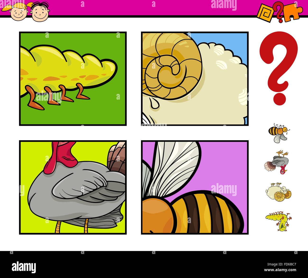 Cartoon Illustration of Educational Game of Guessing Animals for ...