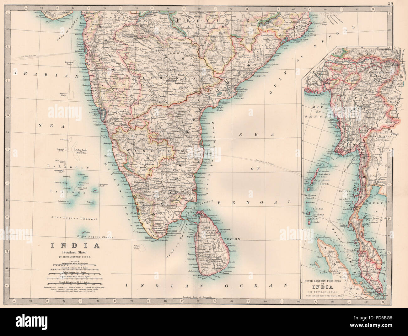 BRITISH INDIA SOUTH:Burma Ceylon Straits Settlements Singapore.JOHNSTON ...