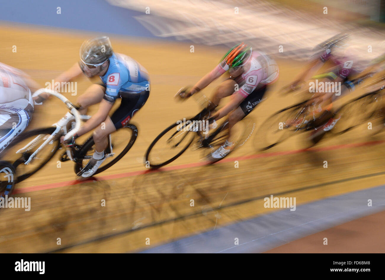 Berlin, Germany. 28th Jan, 2016. Cyclists in action during an efvent by ...