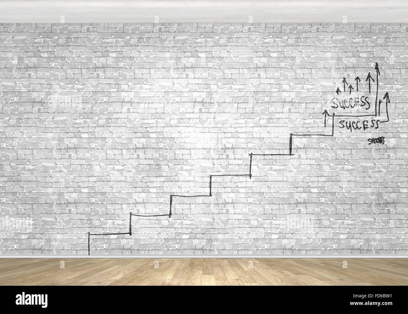 Background image of ladder of success drawn on wall Stock Photo - Alamy