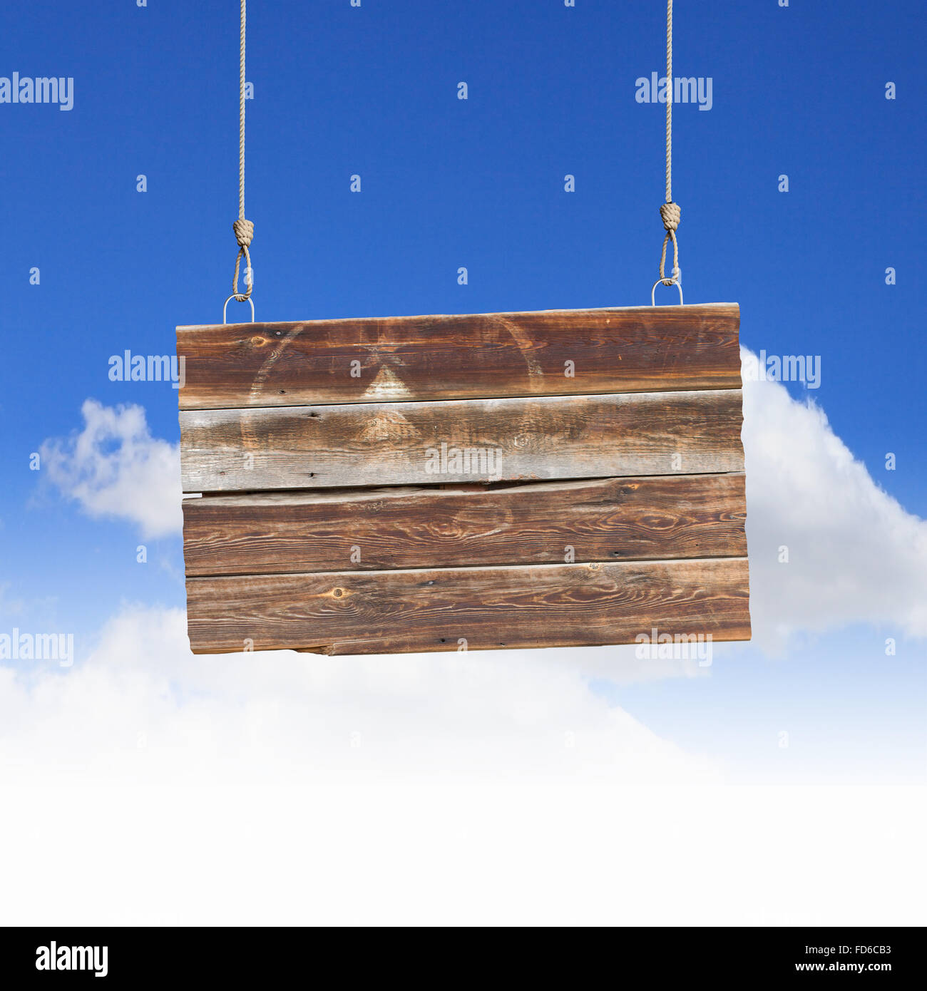 Image of wooden hanging blank banner. Place for text Stock Photo - Alamy