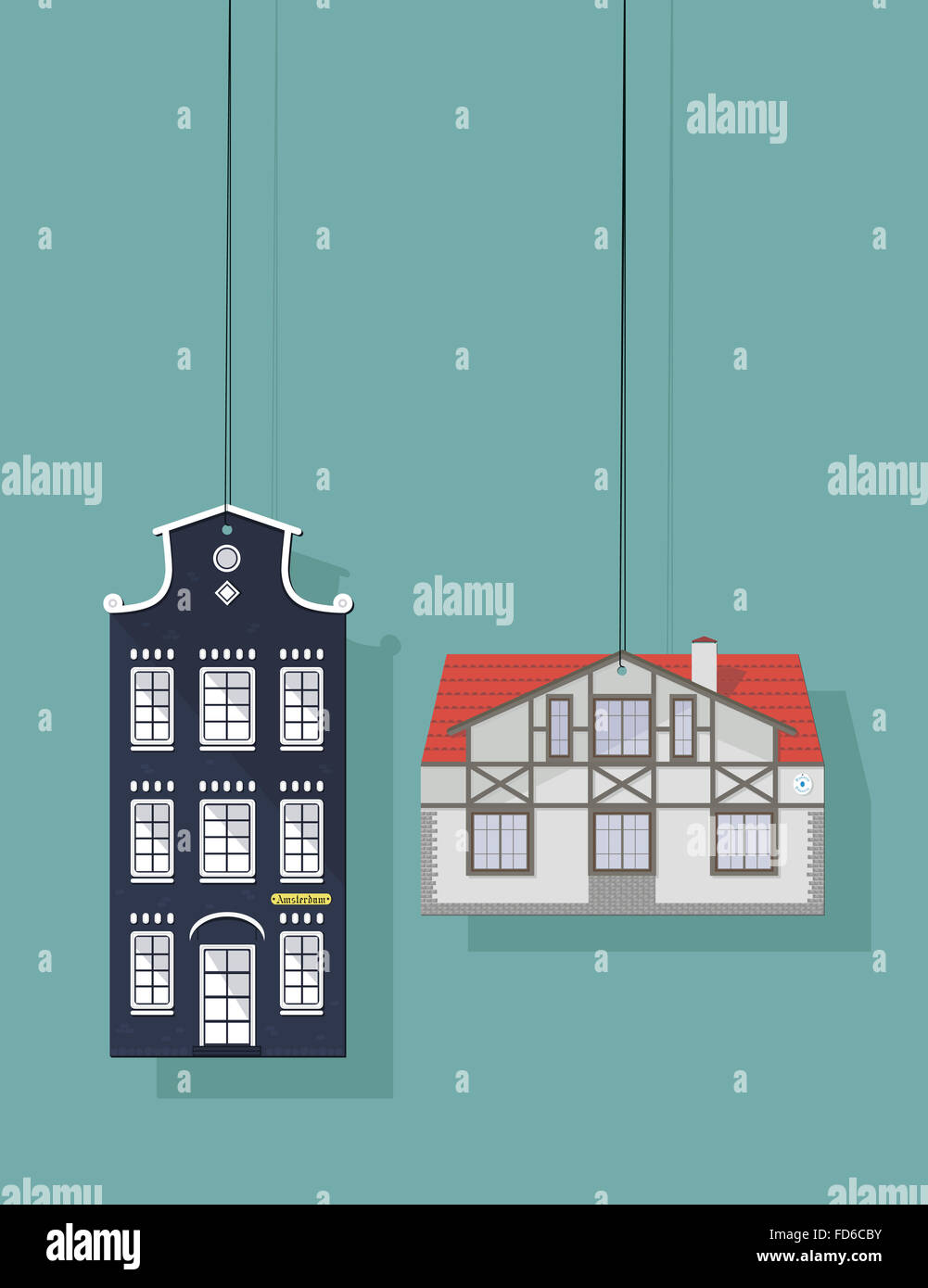 Set of labels with the image of the house Stock Photo - Alamy