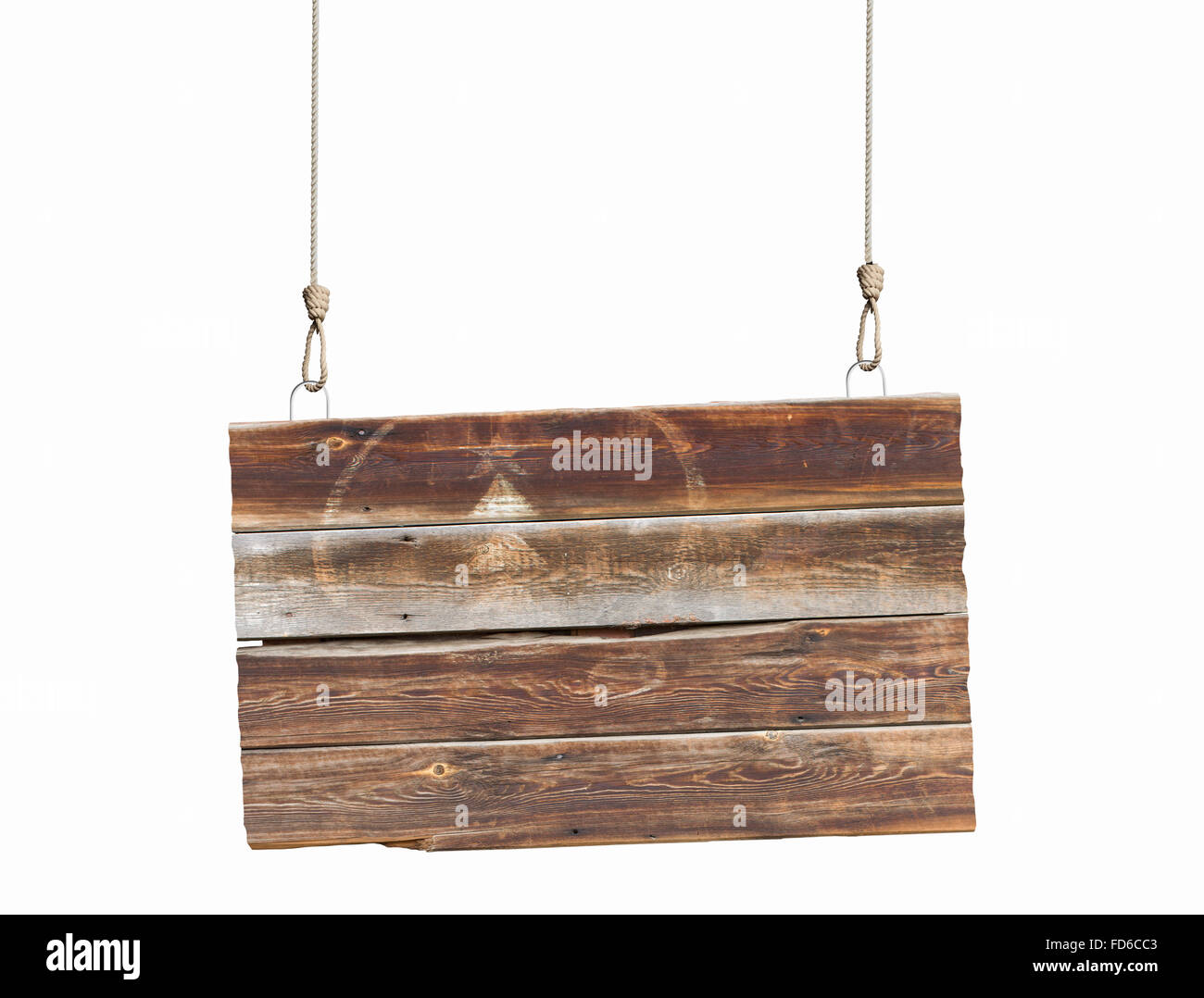 Image of wooden hanging blank banner. Place for text Stock Photo - Alamy