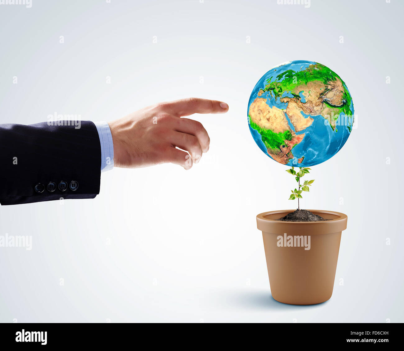 Image of Earth planet growing in plant pot. Elements of this image are ...