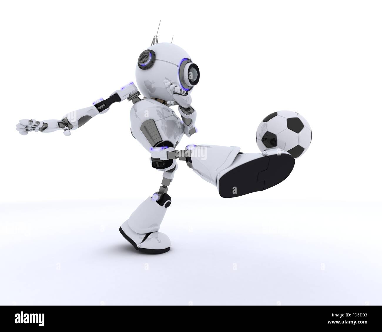 3D Render of a Robot playing football Stock Photo - Alamy