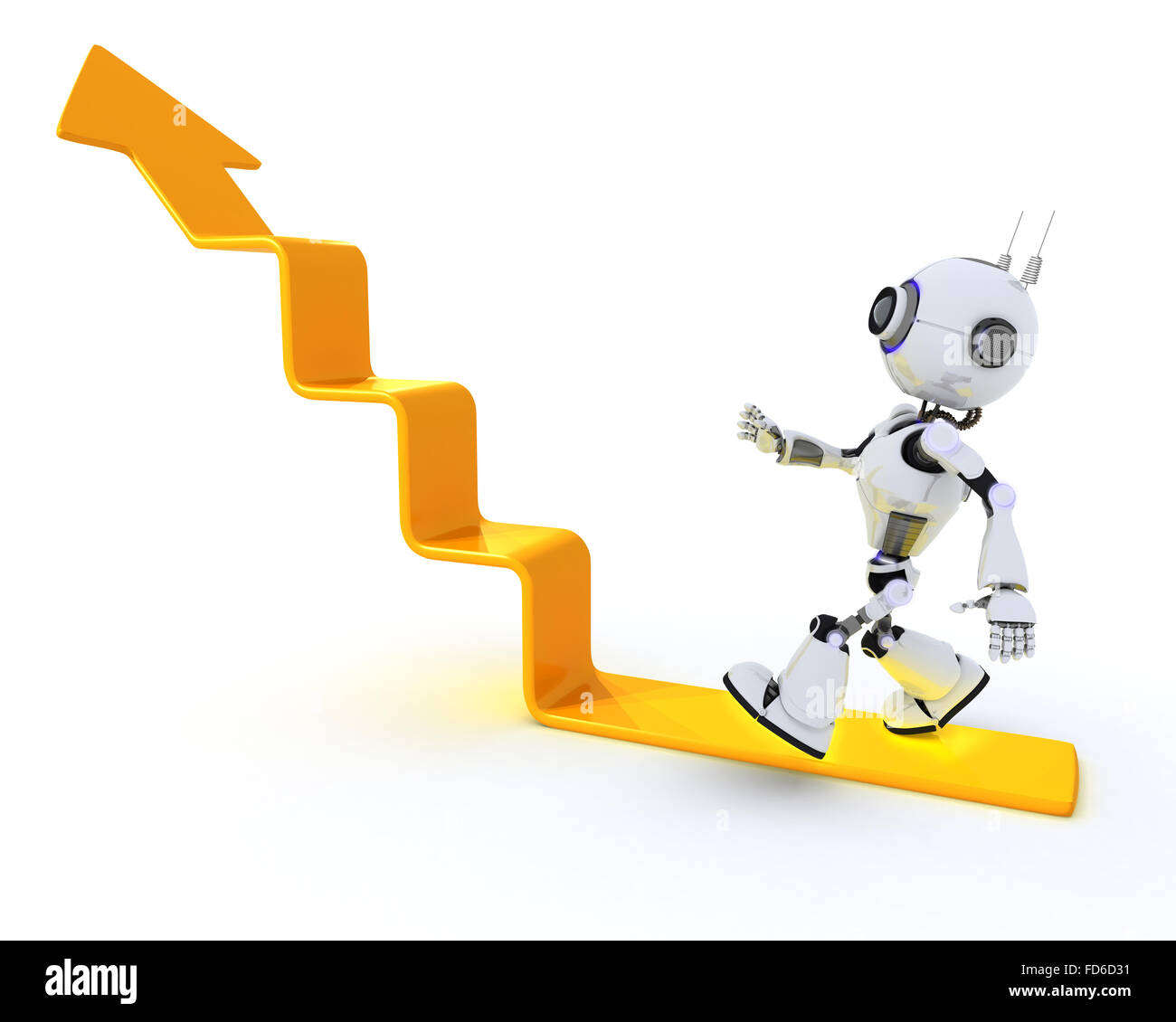3D Render of a robot climbing a graph Stock Photo - Alamy