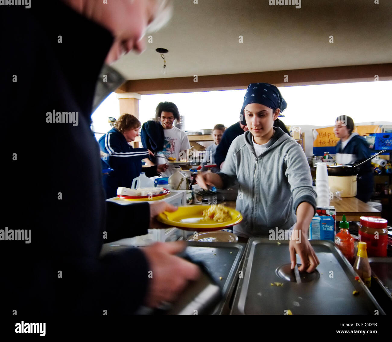Hurricane Katrina volunteer relief workers temporarily shelter in a ...