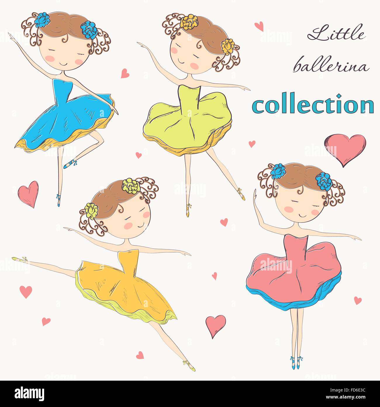 Set of hand drawn ballerinas doodle design. Vector illustration Stock ...