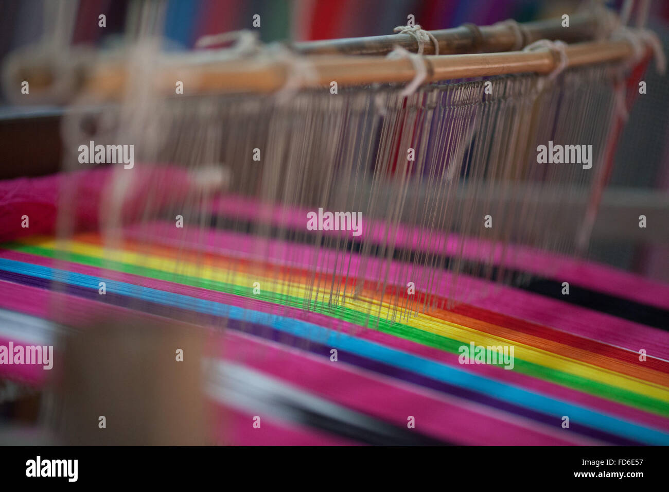 Old Fashioned Fabric Loom Stock Photo - Alamy