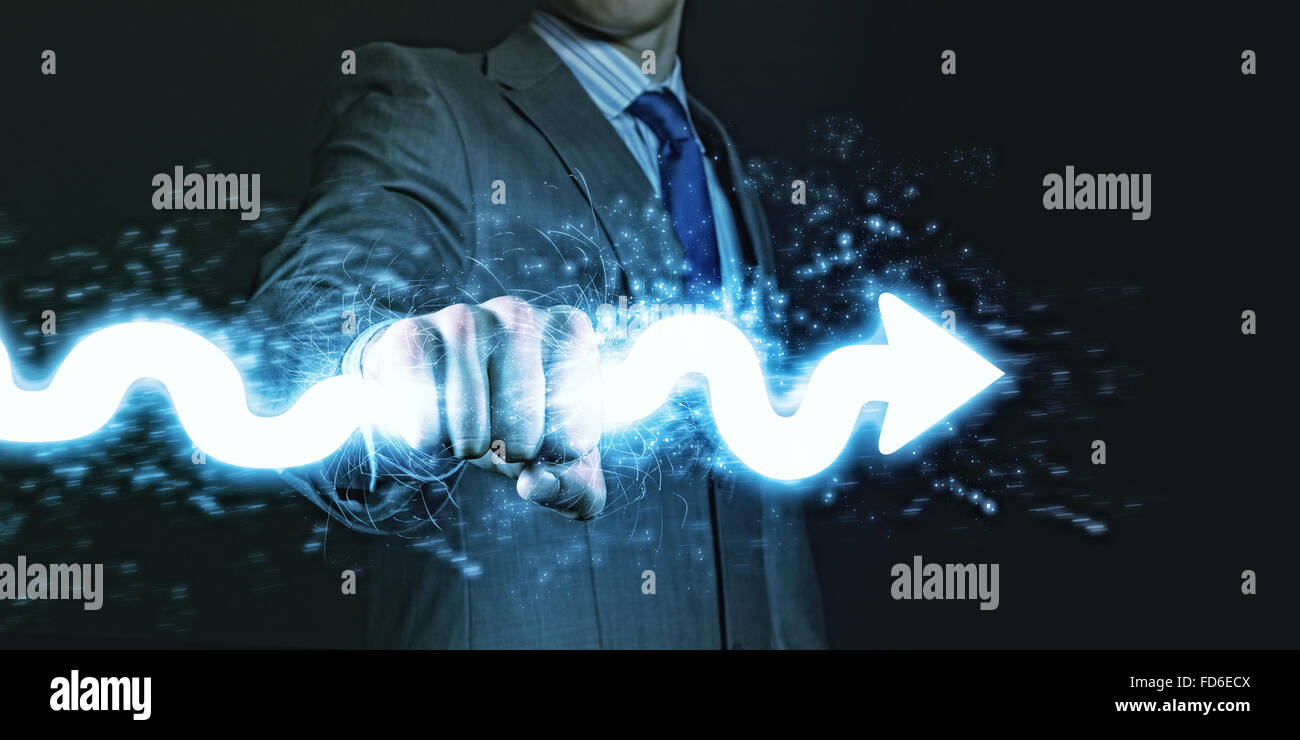 Businessman holding lightning in fist hi-res stock photography and ...