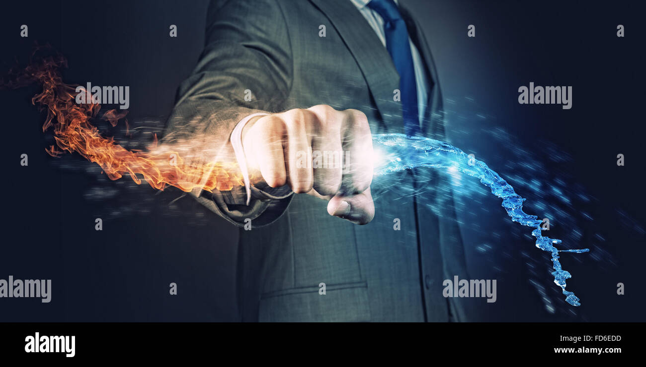 Conceptual image of businessman. Power and balance Stock Photo - Alamy