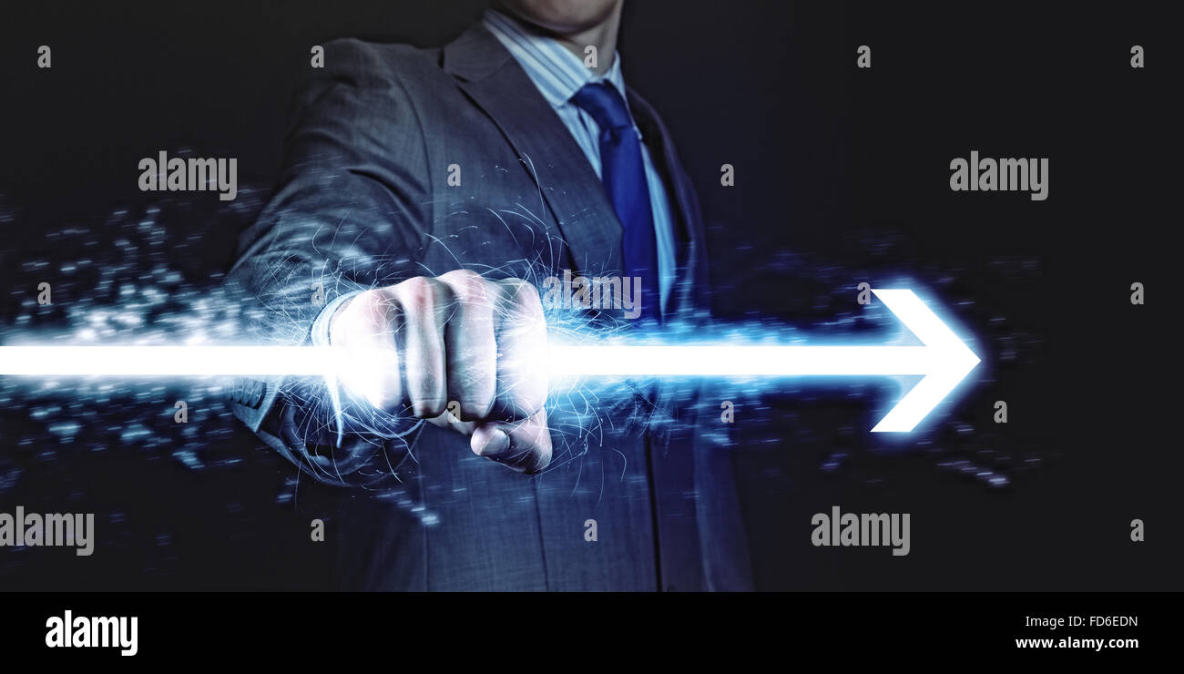 Businessman holding lightning in fist hi-res stock photography and ...