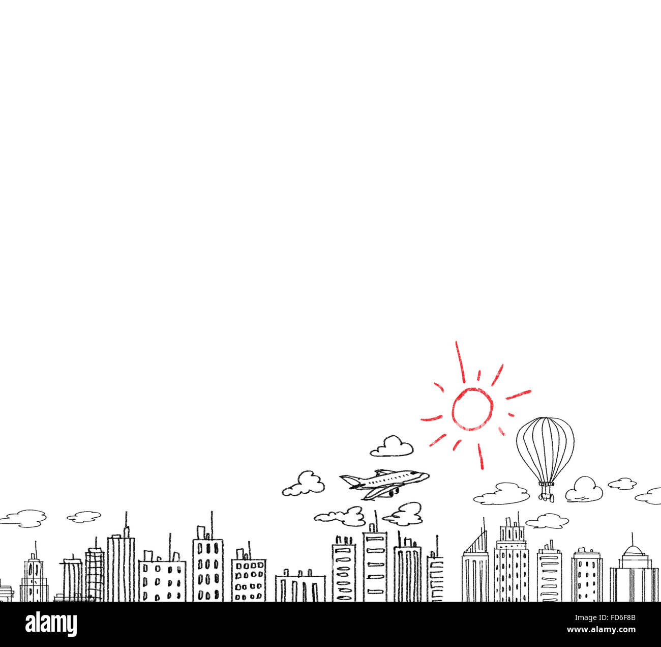 Background sketch image with drawings. Travel concept Stock Photo - Alamy