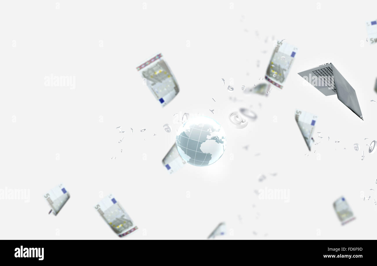 Background image with computer devices and globe hi-res stock ...