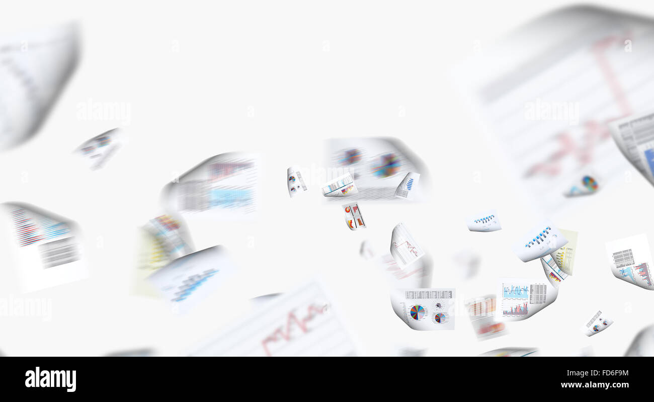 Business paper flying in air. Office life Stock Photo - Alamy