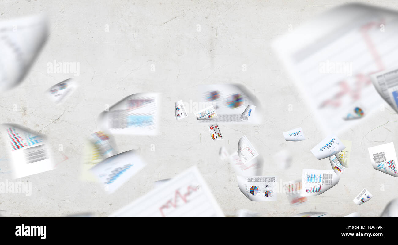 Business paper flying in air. Office life Stock Photo - Alamy