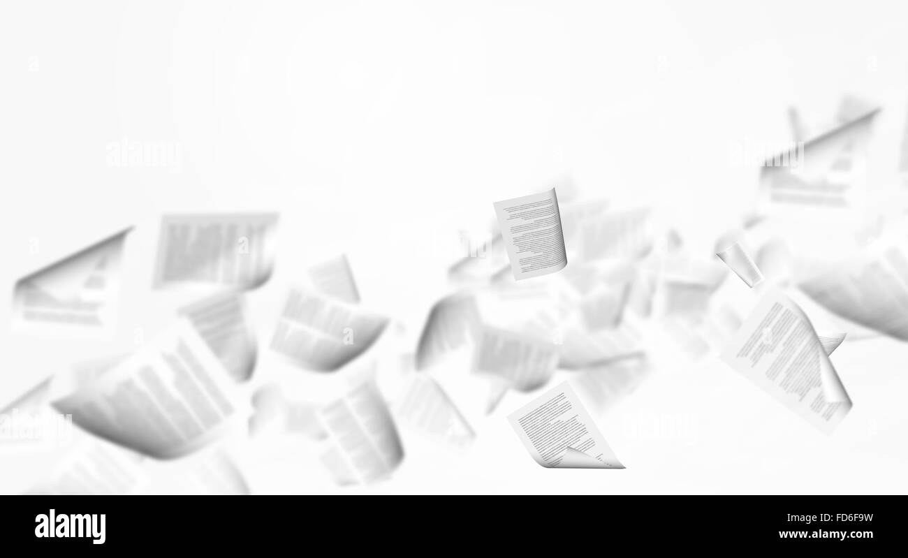 Business paper flying in air. Office life Stock Photo - Alamy