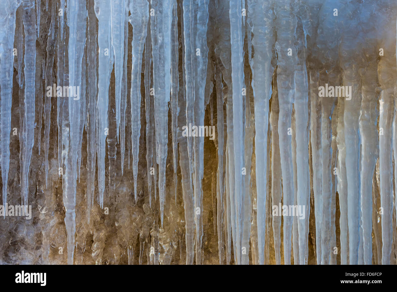 Icicles formed from spray of Lake Michigan waves crashing in, Rosy ...